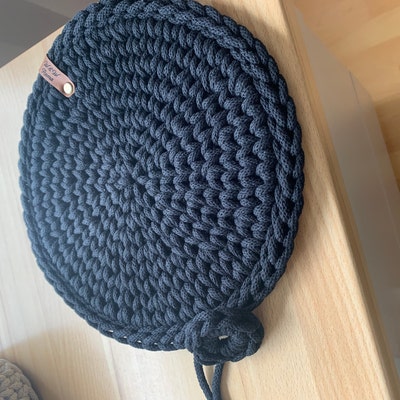 XXL Crochet Basket, Jumbo Bobbiny Round With Wooden Base Crocheted in a ...