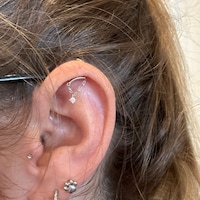 14K Gold Vertical Dangle Hidden Helix Piercing/threadless Push Pin Flat ...