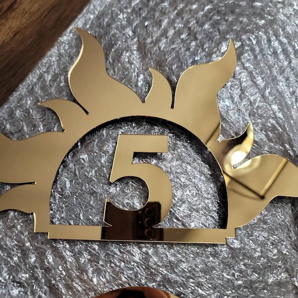 Tangled Sun Table Numbers With Stand, Quinceanera, Princess Party ...