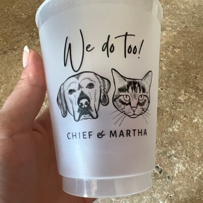 Custom Pet Portrait Wedding Frosted Cups, Custom Pet Illustration ...