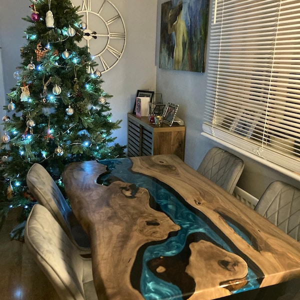 Epoxy Table, Custom Dining Table, Dining Room Table, Live Edge Table ...