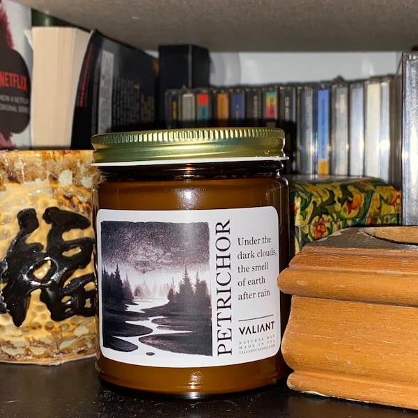 Petrichor the Smell of Earth After Rain Soy Wax Candle in Amber Jar - Etsy