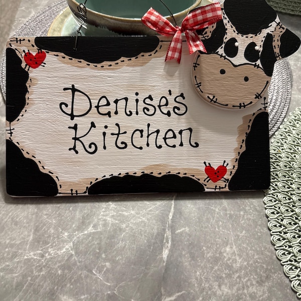 Personalized Cow Country Kitchen Sign Handcrafted Handpainted Wood ...