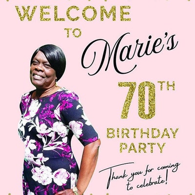 50th Birthday Welcome Sign With Photo, Any Age Birthday Poster ...