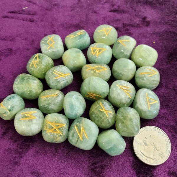 Aquamarine Runes | Aquamarine Rune Set | Set of 25 Aquamarine Elder ...