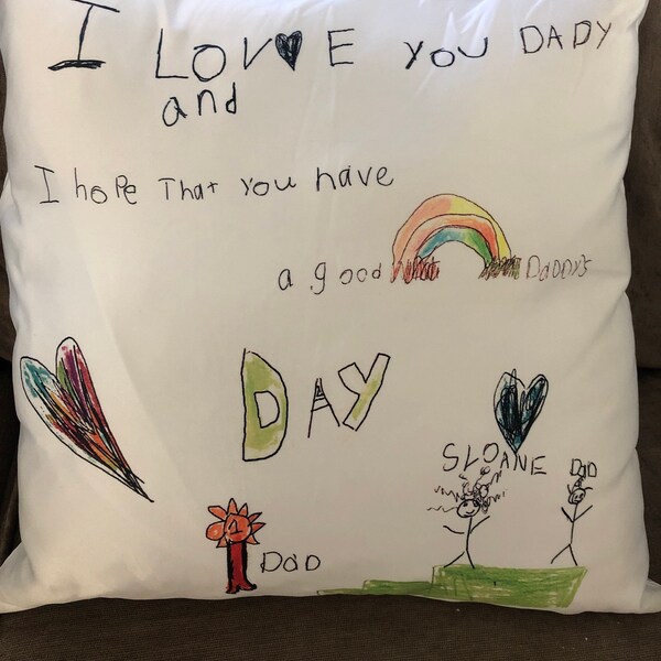 Kids Drawing Printed on Pillowcase- Personalized Custom Pillow- Kids ...