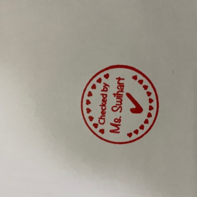 Teacher Checked by Personalized Stamp Custom Teacher Hearts Love Stamp ...