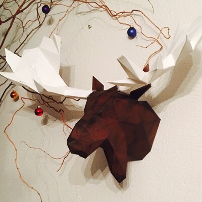 MOOSE TROPHY Papercraft 3D Paper Animal Sculpture Dear Head - Etsy