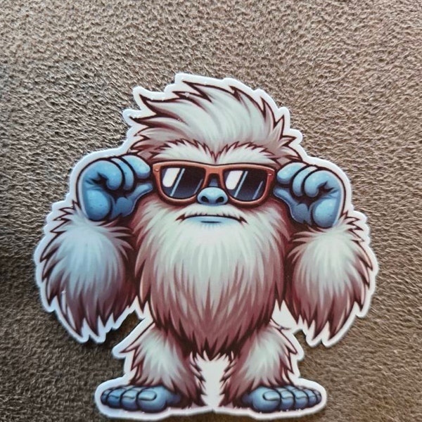 Yeti Sticker, Bigfoot Sticker, Cool Monster With Glasses Sticker ...