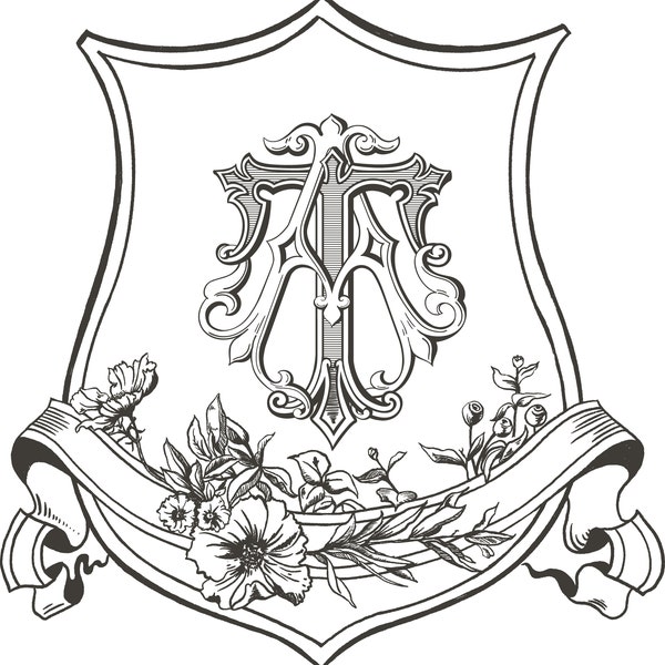 J & J Vintage Monograms, Wedding Monogram, Digital Download, Interwoven ...