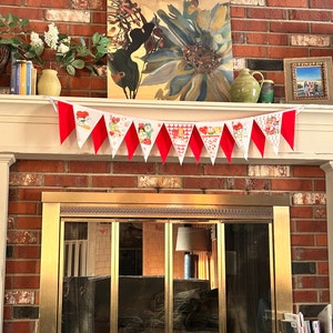 Blue Gingham Party Banner, Bunting, Pennant Flags, Vintage Style ...