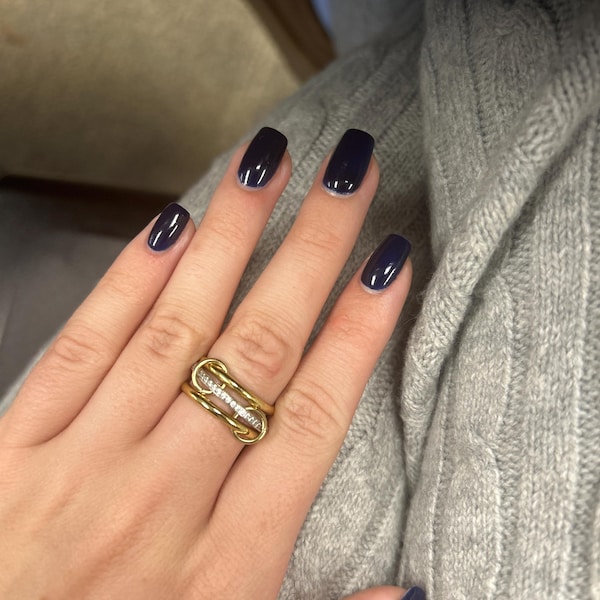 Bellanca Diamond Connected Stacker Gold Linked Spinner Ring, Handmade ...