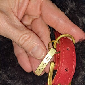 Dog Tag Cat Tag Brass Bar Pet ID Tag Hand Stamped Pet Name Tag Brass ...