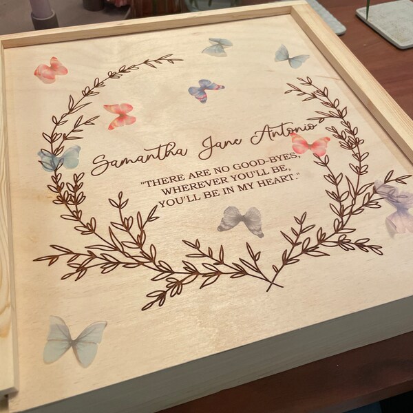 Large Wood Memory Box, Photo Box, Engraved Keepsake Box, Wedding Card ...