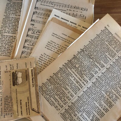 Vintage Book Paper Vintage Book Pages 1890-1958 Mixed Lot 36 Pages ...