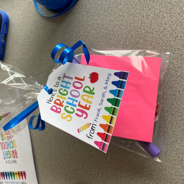 Here's to a Bright SCHOOL Year Printable Tag, Back to School Gift TAGS ...