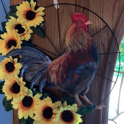 12in Metal Rooster Hanger: Multi Color - Etsy