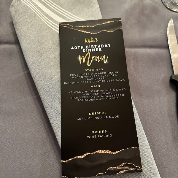 Black and Gold Menu Card - Menu Template and Drink Menu Event Menu ...