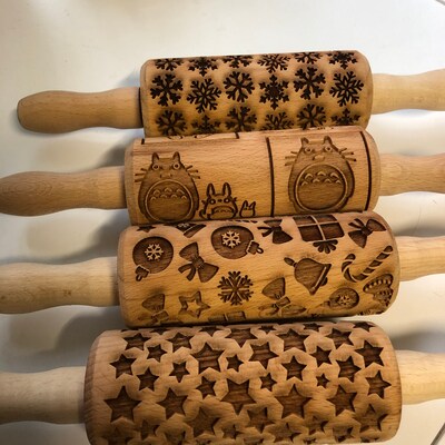 CHRISTMAS 3 Mini Rolling Pin SET. Christmas Tree. Snowflake. Winter ...