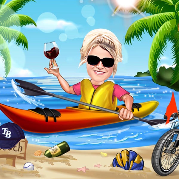 Custom Doctor Office Cartoon Portrait, Doctor Office Caricature, Female ...