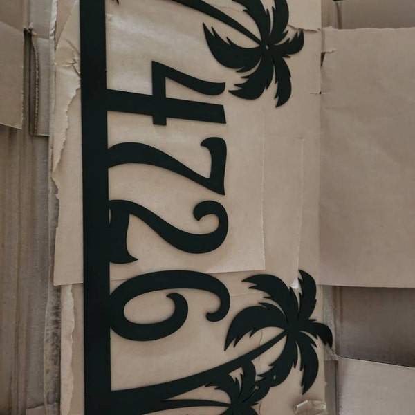 Tropical Palm Tree Metal Address Sign, Beach House Address Sign ...
