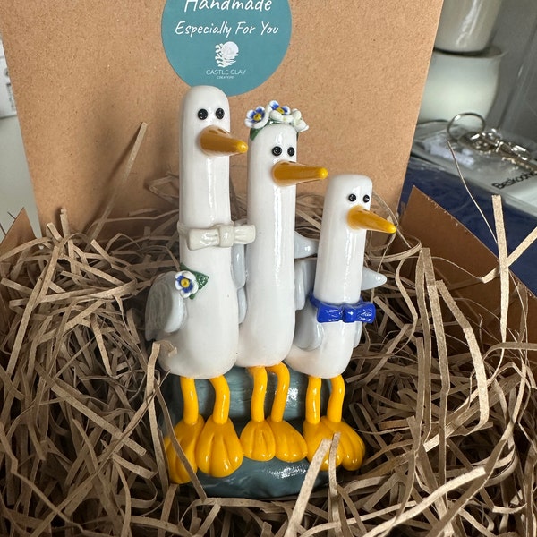 RAINY DAY GULL Handmade Clay Seagull in Red Wellies, Gift for Friends ...