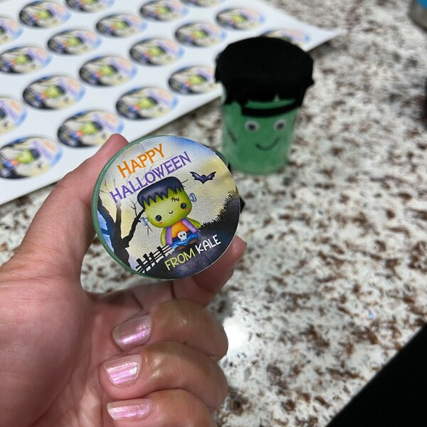 Halloween Frankenstein Treat Bag Labels - Happy Halloween Frankenstein ...