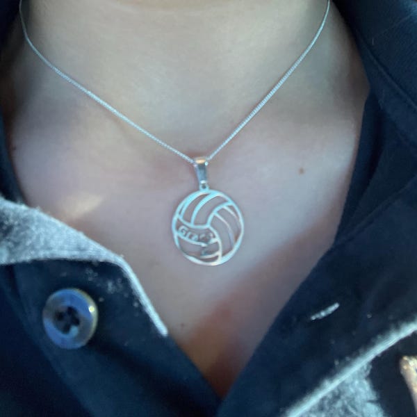 Sport Volleyball Necklace in Sterling Silver Number and Name Silver ...
