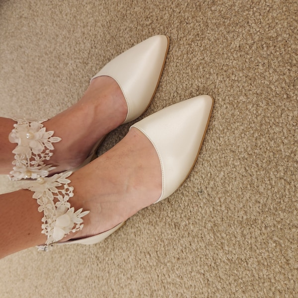White Low Heel Wedding Shoes Block Heel White Leather Wedding Shoes Bridal Shoes Wedding