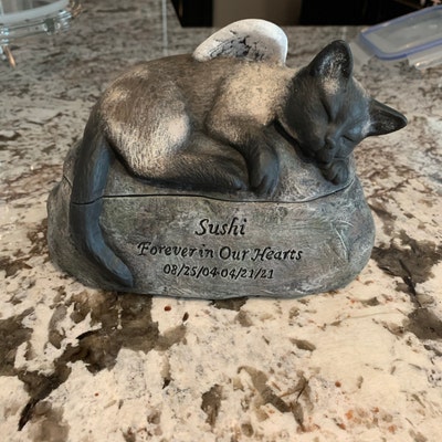 Ceramic Engraved Painted Siamese Cat Cremation Urn Hand Made Pet Urn ...