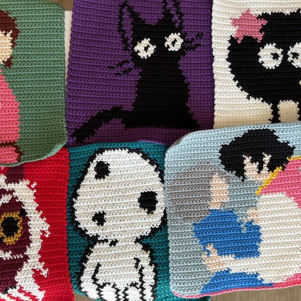 Anime Crochet Blanket Pattern PDF Anime Movie Patchwork - Etsy