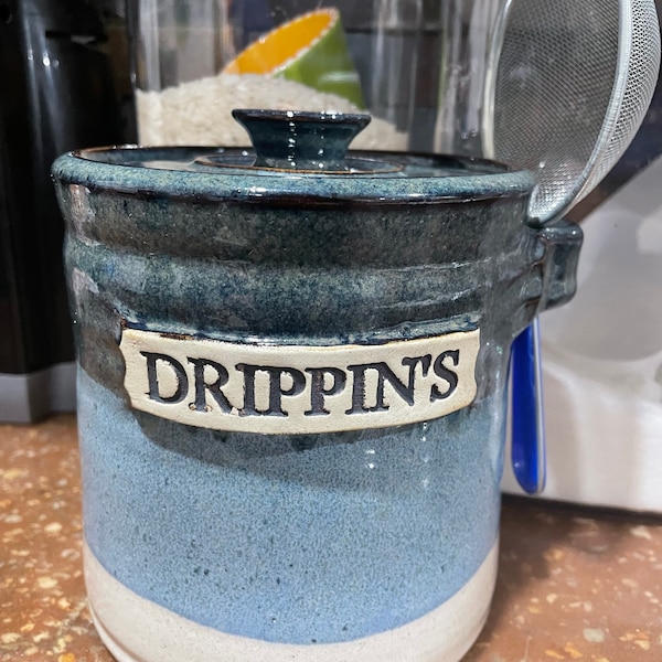 Grease Jar, Drippings Jar, Pottery, Ceramic, Drippings Container ...