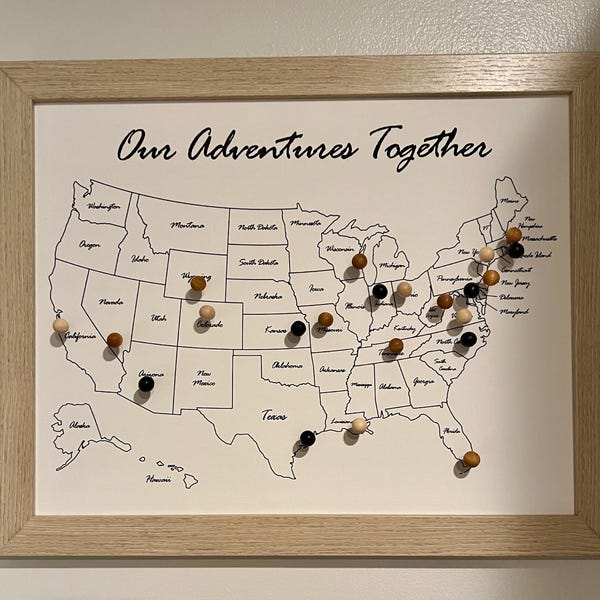 Push Pin Map, Personalized US Push Pin Canvas Map, Pushpin USA Canvas ...