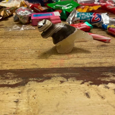 Zebra Onyx Small T-rex Stone Carving, Polished Tyrannosaurus Rex ...