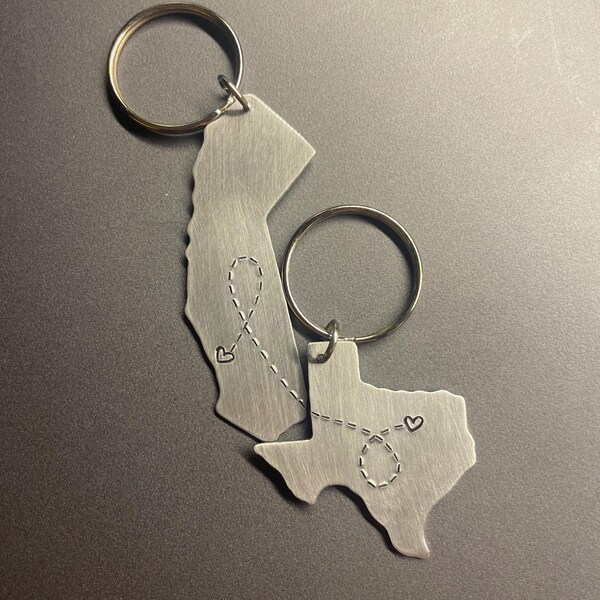 Choose Your State or Country Custom Long Distance Keychain Set - Etsy