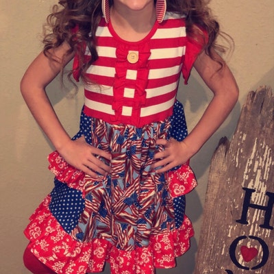 Girls American Flag Dress, Fourth of July, 4th of July Outfit, Toddler ...
