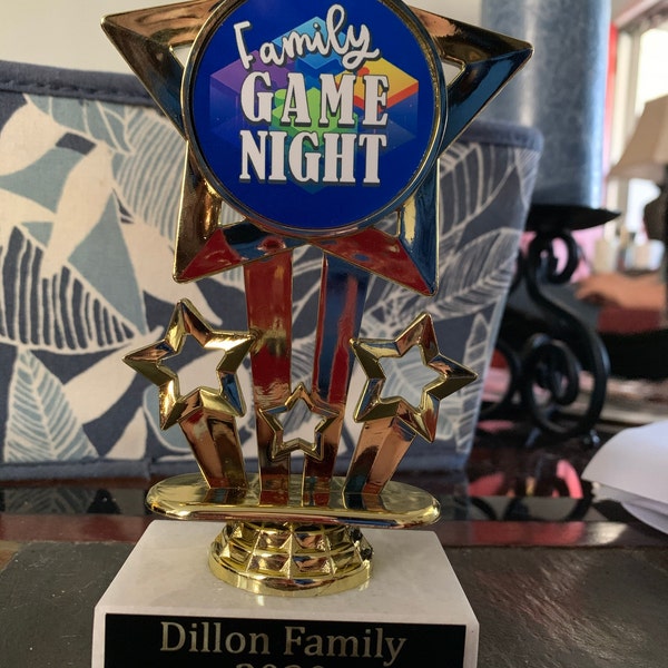 Family Game Night Trophy – Personalized Award for Board Games, Puzzles ...