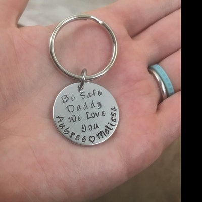Fathers Day Gift From Kids Dad Keychain Be Safe Daddy - Etsy