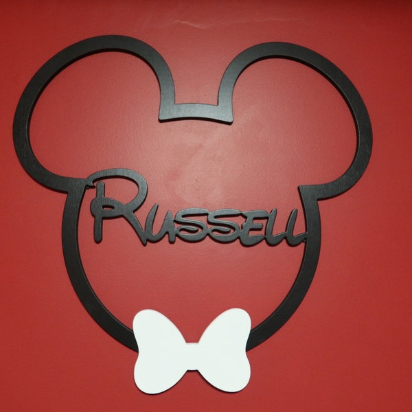 Wooden Mickey Mouse, Disney Mickey Mouse With Bow Tie, Wooden Name Sign ...
