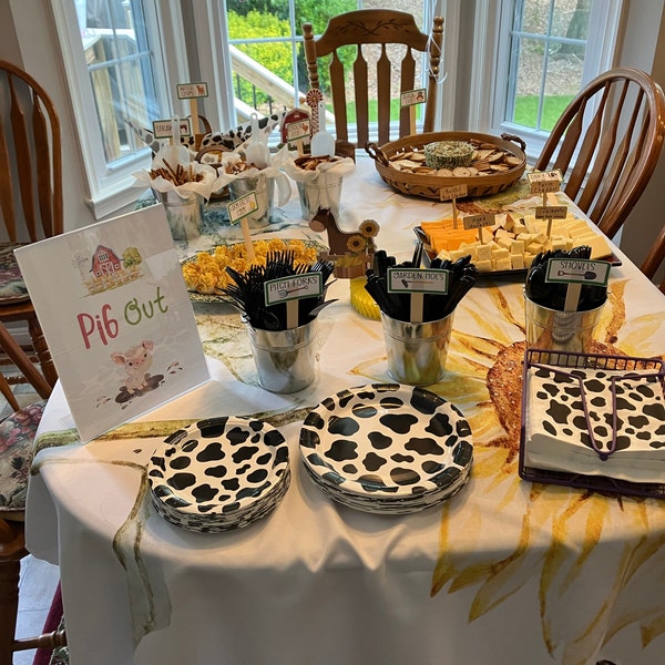 Pig Out Table Sign, Farm Pig Sign, Farm Animals Birthday Decoration ...