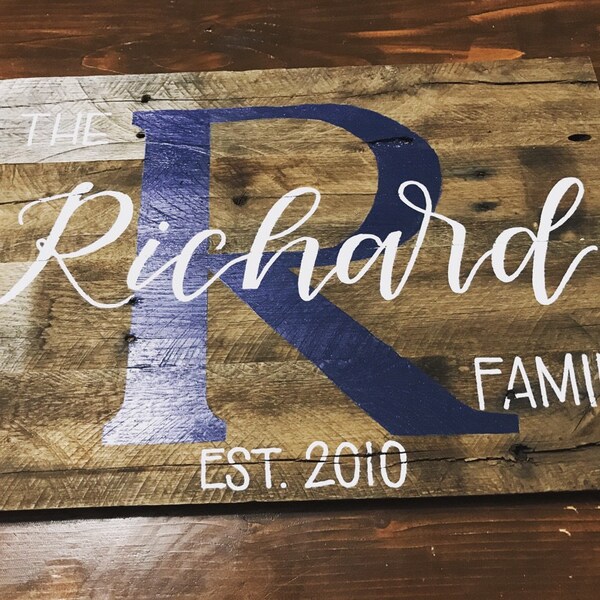 Personalized Family Name Sign Monogram - Etsy