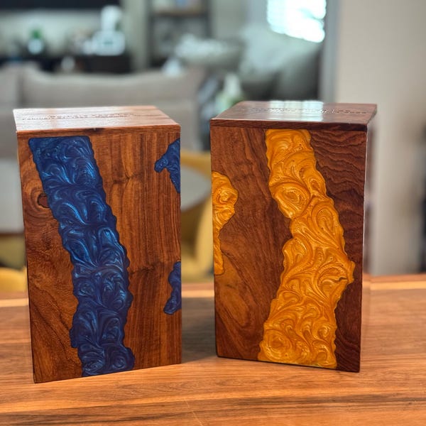 Handcrafted Rosewood With Resin Ocean Wave Art - Memorial Keepsake ...