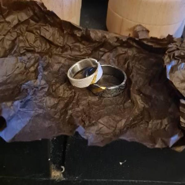 Kintsugi Wedding Ring Set – His and Hers Rings in 999 Silver and 24K ...