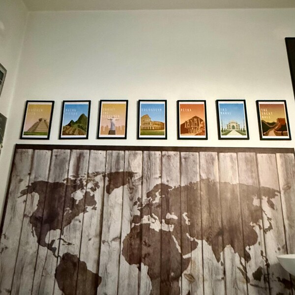 The Seven Wonders of the Modern World Poster Art, 7 Wonders Wall Poster ...