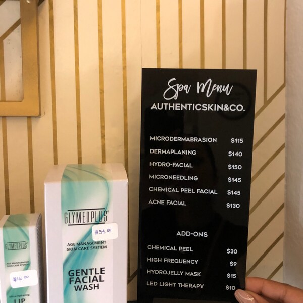 Acrylic Services Menu for Salon, Spa, Boutique - Price List, Beauty ...