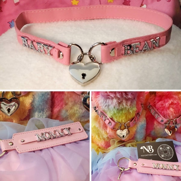Custom Lock Collar and Owners Keychain-choker. Choose Your Words - Etsy