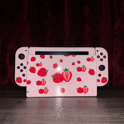 Cute Strawberry Nintendo Switch Skin ,pink Kawaii Nintendo Switch Skin ...
