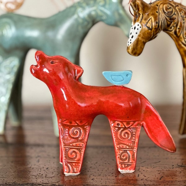 Wolf, Wolf Sculpture, Pottery Wolf, Ceramic Wolf, Wolf Figurine, Wolf ...