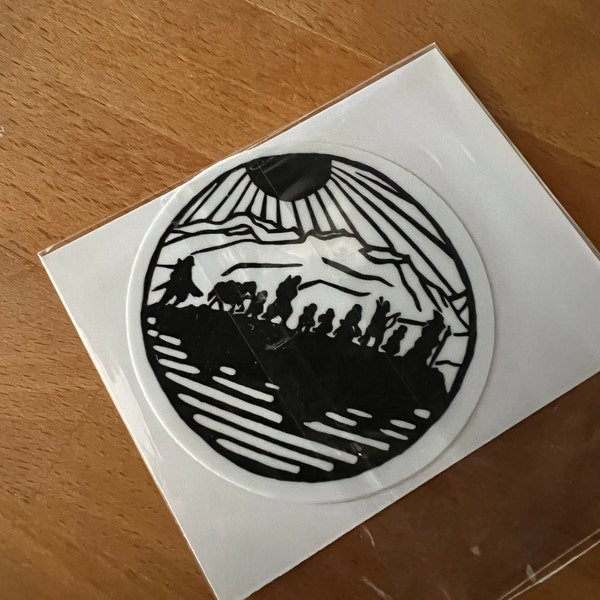 Fellowship Sticker Lotr Fanart Design Waterproof Art Sticker Linocut ...
