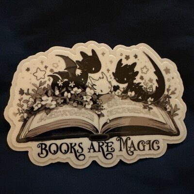 Books Are Magic Dragon Sticker Book Lover Sticker - Etsy